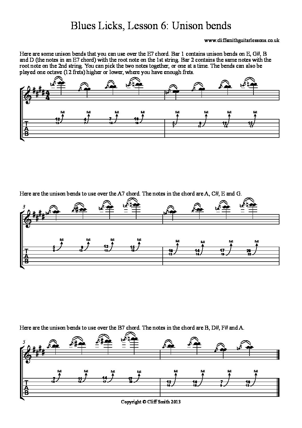 Blues Licks, Lesson 6- Unison bends - Cliff Smith Guitar Lessons