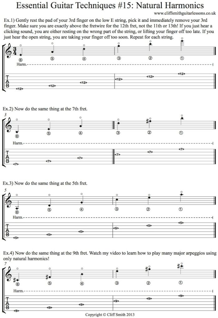 Essential Guitar Techniques #15 natural harmonics thumbnail - Cliff ...